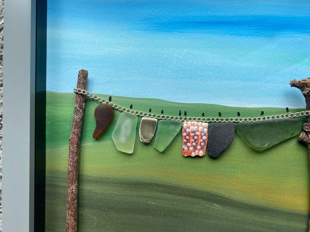 Sea Glass Washing Line Art | Sarah Kay Arts Shetland Artist