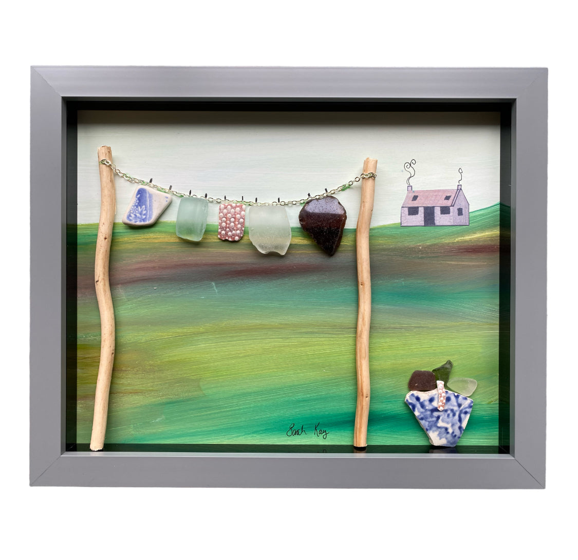 Sea Glass Washing Line Art | Sarah Kay Arts Shetland Artist